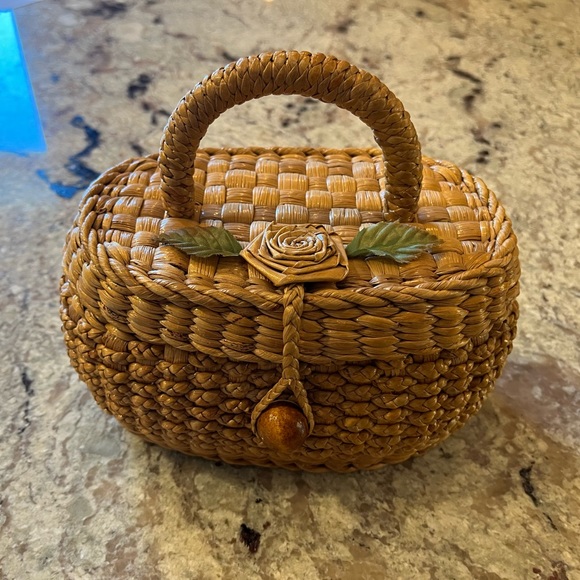 Bags | Small Tan Wicker Purse | Poshmark